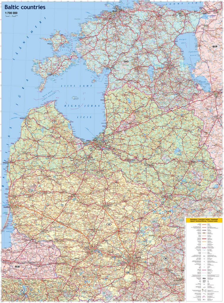Baltijas valstis. Autoceļu karte. Cietais vāciņš - Jāņa sēta
